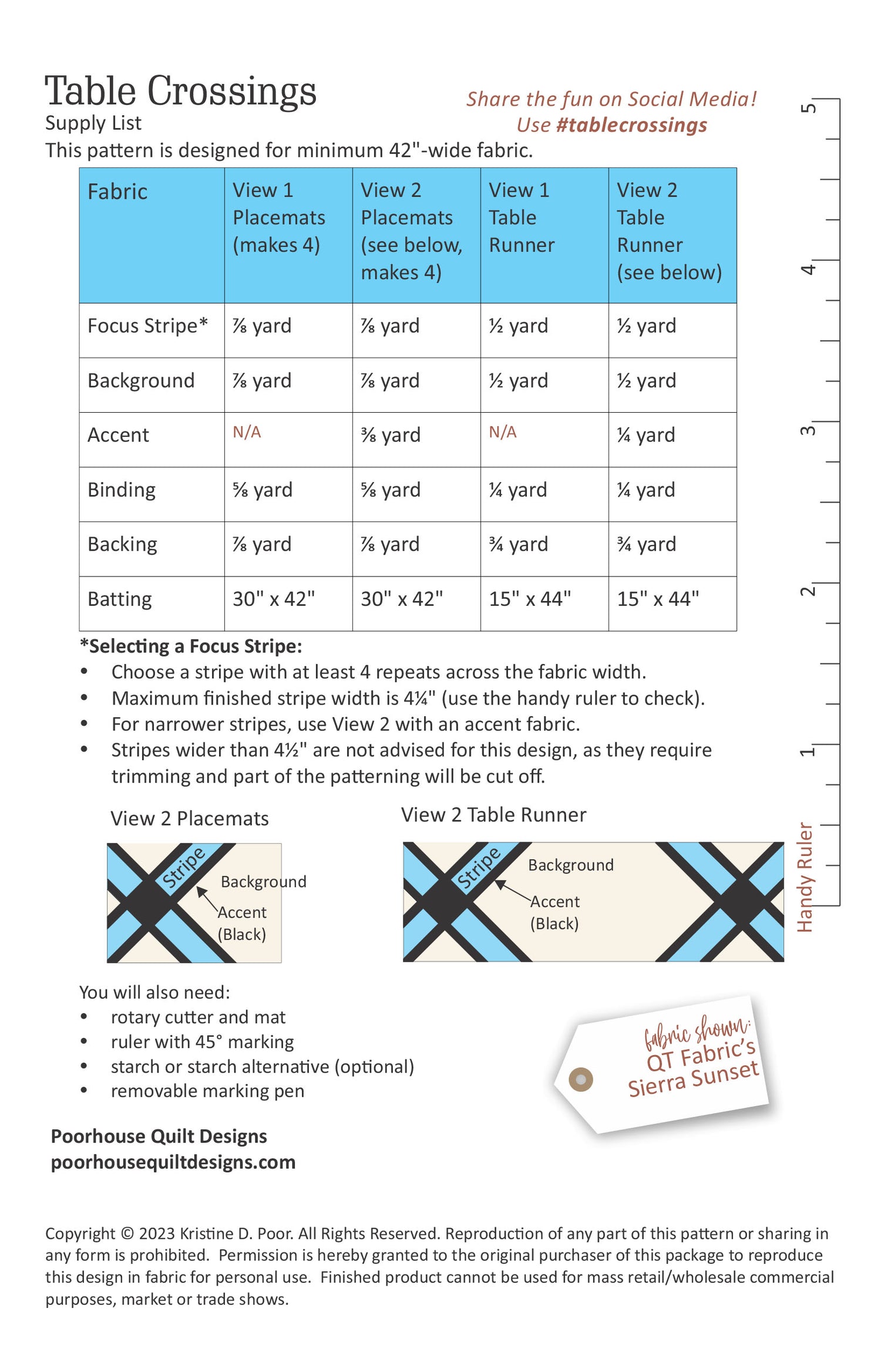 Table Crossings – Poorhouse Quilt Designs