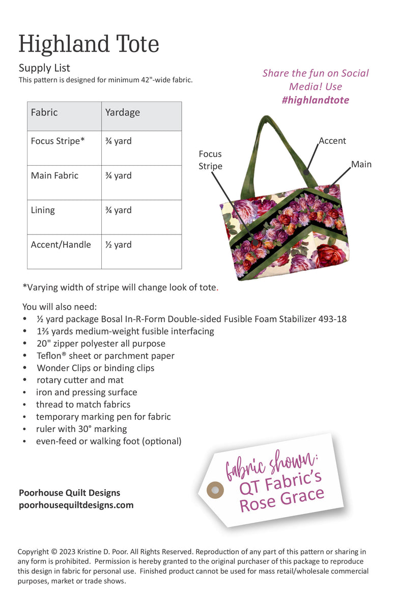 Highland Tote – Poorhouse Quilt Designs