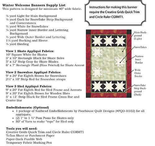 Welcome Banners- Winter – Poorhouse Quilt Designs