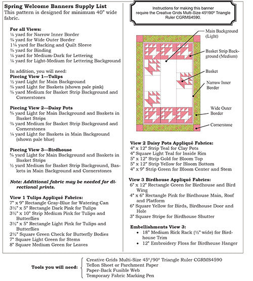 Welcome Banners - Spring – Poorhouse Quilt Designs