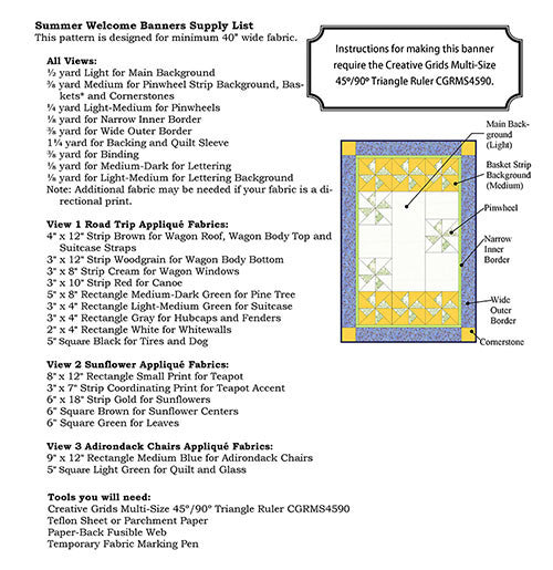 Welcome Banners - Summer – Poorhouse Quilt Designs