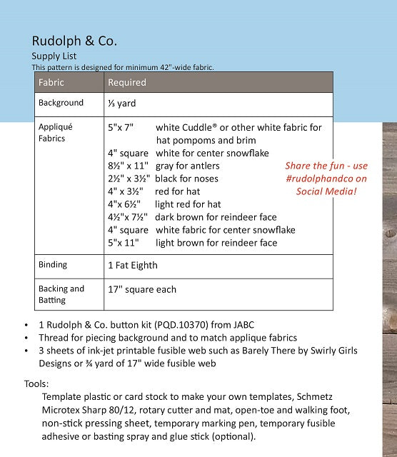 Rudolph & Co – Poorhouse Quilt Designs