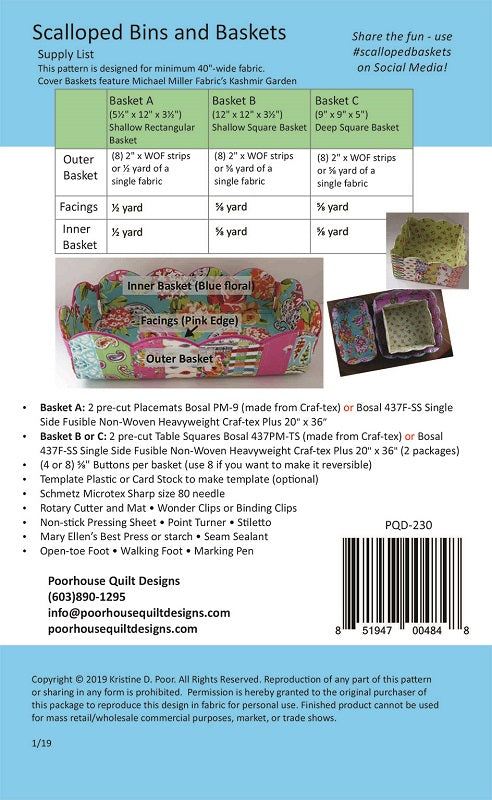 Scalloped Baskets – Poorhouse Quilt Designs