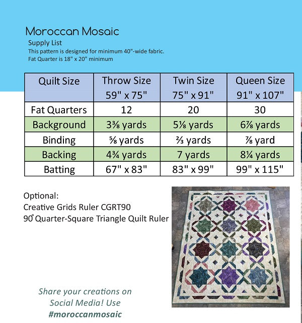 moroccan style quilt pattern